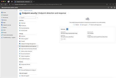 unable to open endpoint detection and response under endpoint