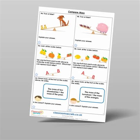 year 2 compare mass reasoning and problem solving resource classroom