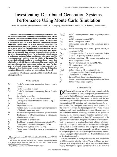 Pdf Investigating Distributed Generation Systems Performance Using