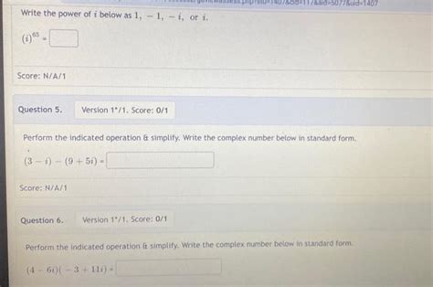 solved write the complex number in standard form simplify