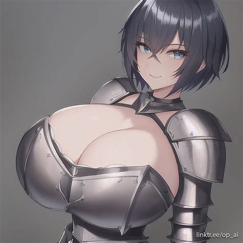 Rule 34 1girls Ai Generated Armor Armored Armored Female Black Hair Breastplate Cleavage