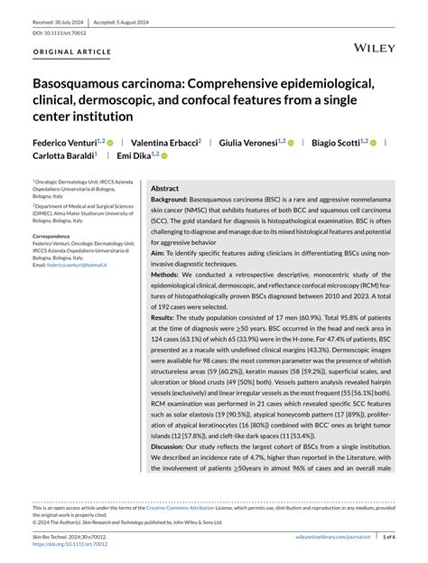 Pdf Basosquamous Carcinoma Comprehensive Epidemiological Clinical Dermoscopic And Confocal