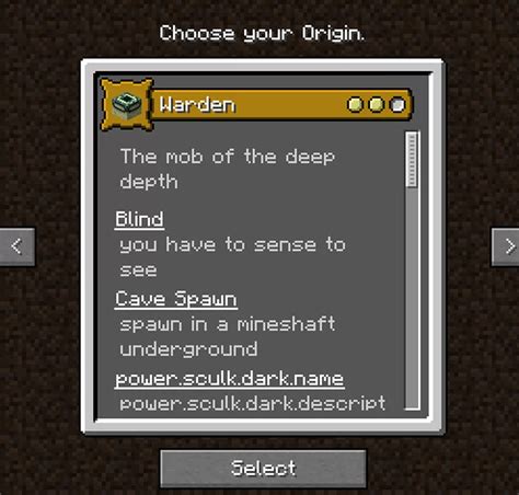 Warden Origin Minecraft Data Pack