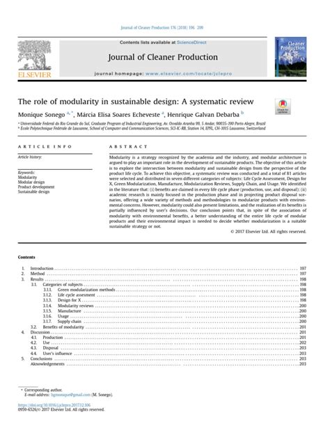 The Role Of Modularity In Sustainable Design A Systematic Review