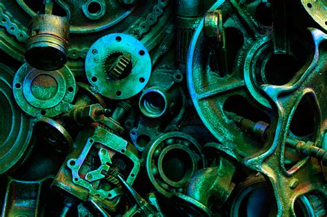 Steampunk 질감 기계 부품 장치 바퀴 Backgroung 스팀 펑크 기어 기어 자동차 부품 오래 된 녹슨 철 체인 스프링