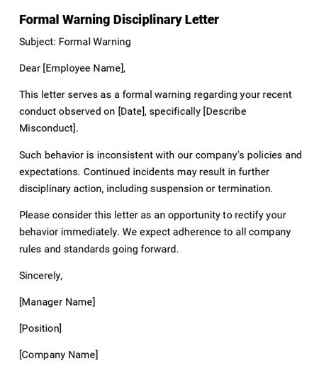 Disciplinary Letter