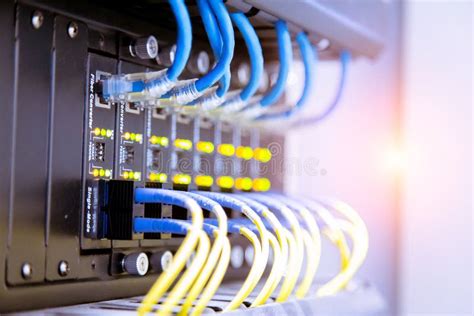 Network Switch And Ethernet Cables Data Center Concept Stock Image Image Of Computer