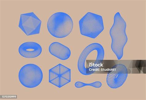작은 입자로 구성된 크리스탈 구 토러스 및 파도 점이 있는 객체입니다 분자 그리드 3d 벡터 그림입니다 교육과 과학을 위한 미래