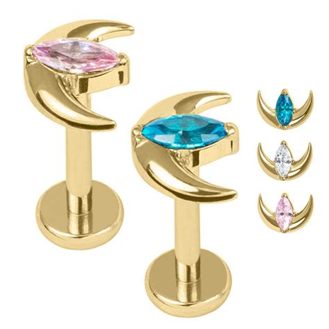 Gold Titanium Internally Threaded Labrets 12mm Gold Titanium Jewelle Uk