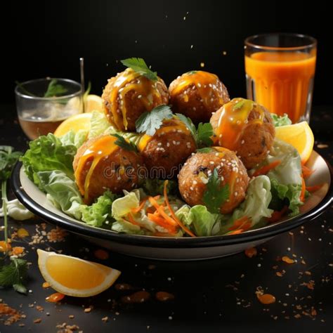 Ai Generated Bowl Of Roasted Meat Balls Stock Illustration