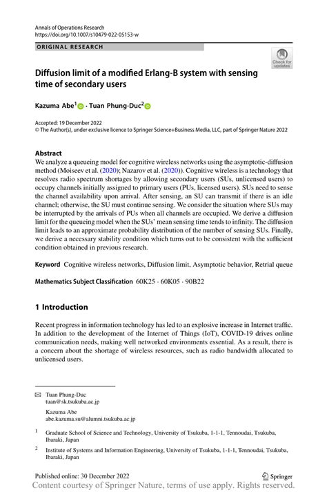 diffusion limit of a modified erlang b system with sensing time of