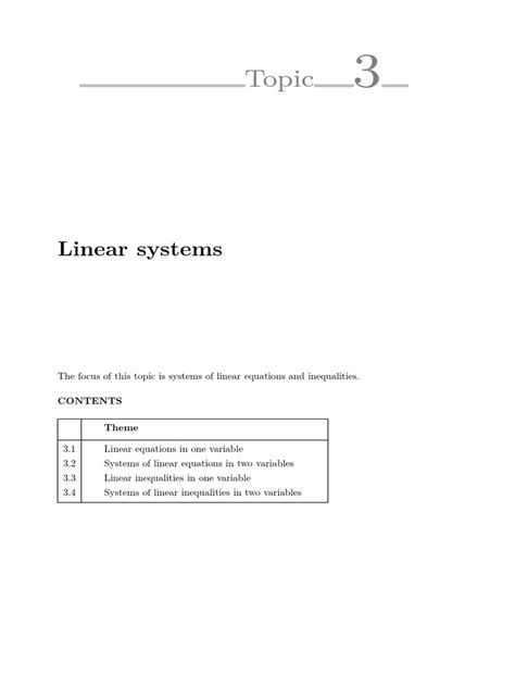 topic 3 linear systems pdf equations system of linear equations