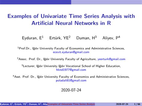 Pdf Examples Of Univariate Time Series Analysis With Artificial