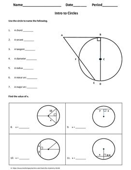 Geometry Bundle Circles By My Geometry World Teachers Pay Teachers