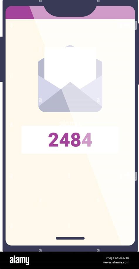 Smartphone Showing Unread Messages Notification Icon Displaying 2484 New Emails Stock Vector