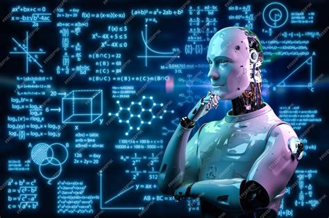 Premium Photo Machine Learning Concept 3d Rendering Robot With