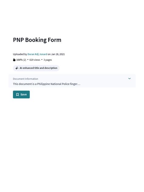 Pnp Booking Form Pdf Government And Personhood Hand Pdf