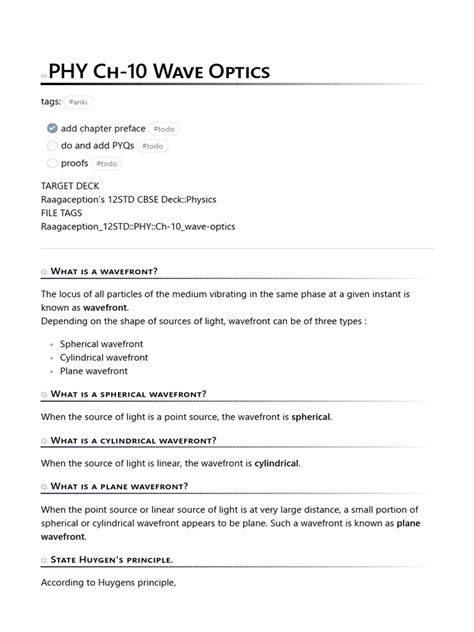 Phy Ch 10 Wave Optics Pdf Angular Resolution Diffraction