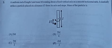 2 A Uniform Rod Of Lengthand Mass M Rotating About A Fixed Vertical Axi