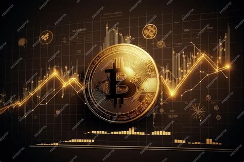 Premium Photo Golden Bitcoin Coin On A Futuristic Digital Chart