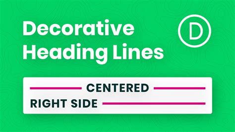 how to add decorative horizontal lines beside heading text in divi