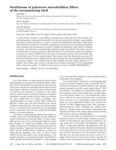 Pdf Oscillations Of Polymeric Microbubbles Effect Of The Encapsulating Shell