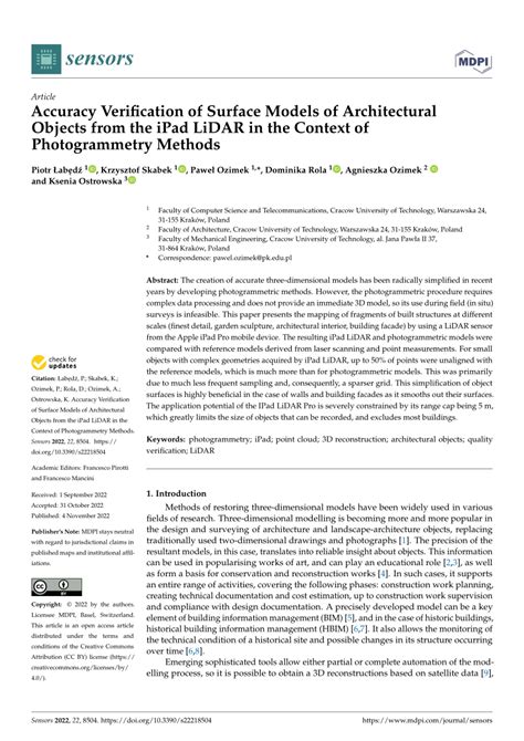 pdf accuracy verification of surface models of architectural objects