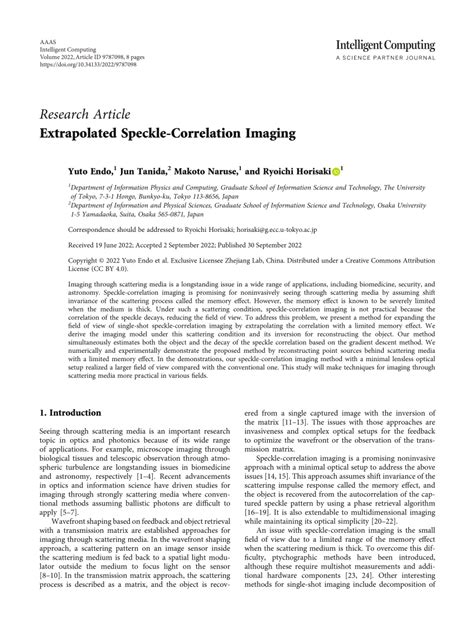 Pdf Extrapolated Speckle Correlation Imaging