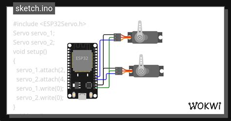 2 Servos Wokwi Esp32 Stm32 Arduino Simulator