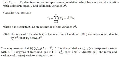 solved let xi xn denote a random sample from a population which has a