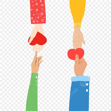 사랑의 그림을 제공하는 다채로운 손으로 그린 자선 행사 일러스트 마음 사랑 공공 복지 팔 Png 일러스트 및 Psd 이미지