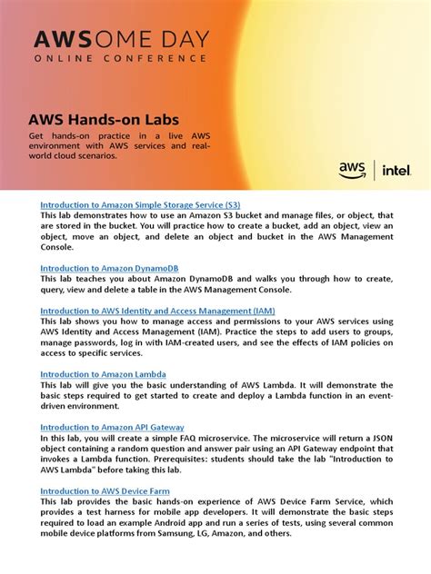 Awsome Day Online Conference Hands On Lab Handout Q420 Final Pdf Amazon Web Services Software