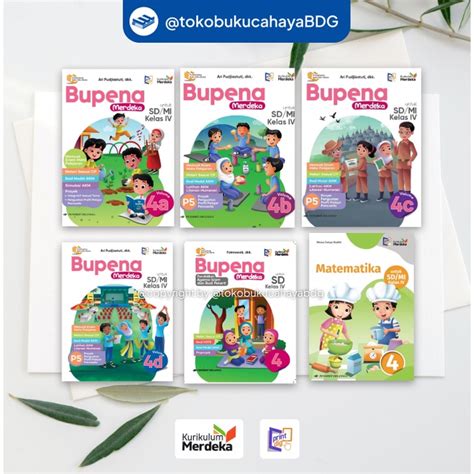 Book Package Class 4 Sd Kur Merdeka Erlangga Esps Bupena A B C D Mathematics Art Culture Grow