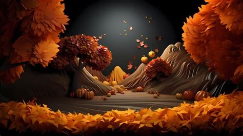 Premium Ai Image Autumn Landscape Design3d Fall Design
