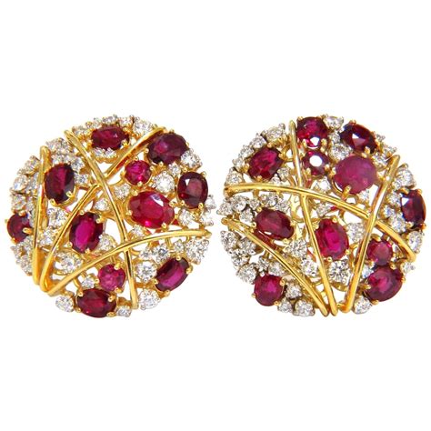 Edwardian Style 1380 Carat Ruby And 820 Carat Diamond Earring For
