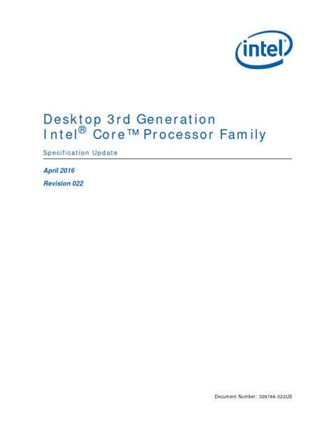 3rd Gen Core Desktop Specification Update Download Free Pdf Computer Science Central
