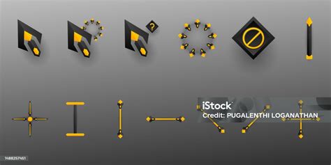 abstract black and yellow gaming style mouse cursor pointer ui icons