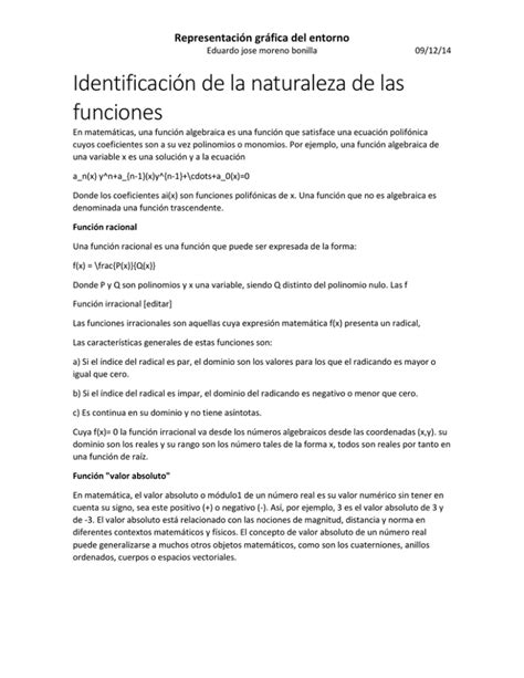 Identificación de la naturaleza de las funciones
