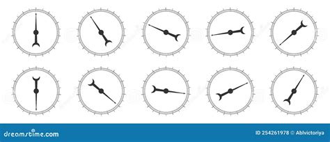 Set Of Round Measuring Scales With Rotating Arrows Collection Of 360 Degree Of Barometer