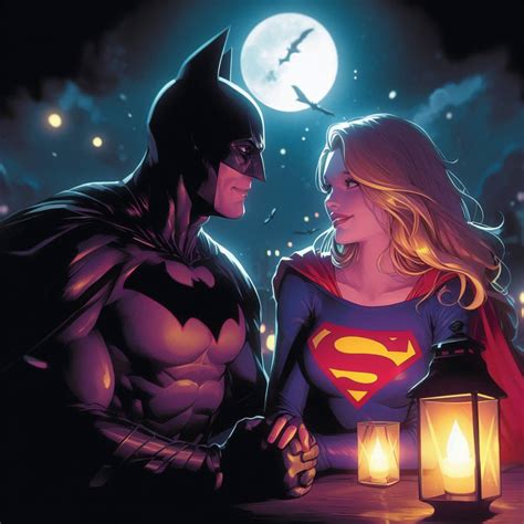 Batman And Supergirl Romantic Moonlight Dinner Ai By Evandromarquesamv