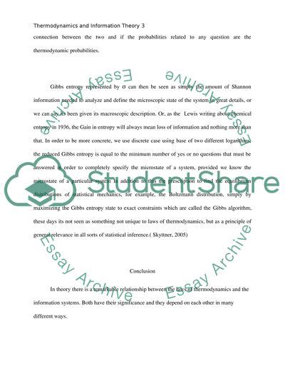 Thermodynamics And Information Theory Essay Example Topics And Well