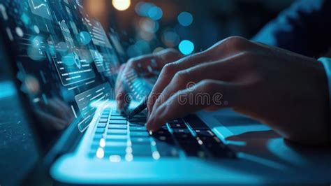 close up of a person s hands typing on a laptop keyboard with the