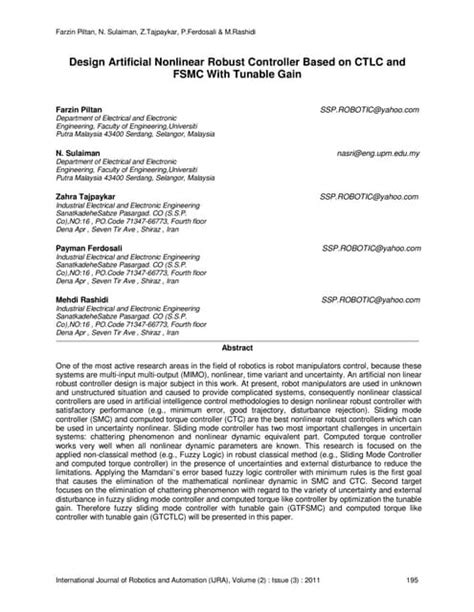 design artificial nonlinear robust controller based on ctlc and fsmc