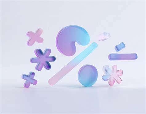 Vibrant Gradient Math Symbols And Shapes On White Background D