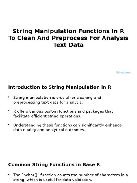 String Manipulation Functions In R Pdf String Computer Science