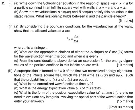 Solved I A Write Down The SchrÃ¶dinger Equation In The Region Of