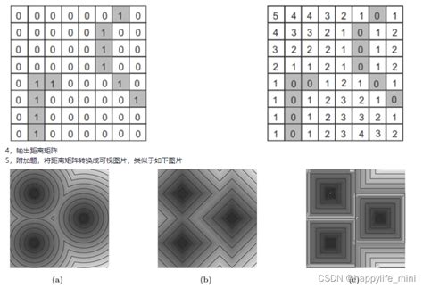 二值图像数字矩阵的距离变换（python Opencv Happylife Mini的博客 Csdn博客 Python距离变换