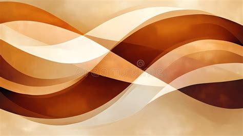 Abstract Composition With Flowing Layered Waves In Warm Mocha Mousse Tones Blending Beige