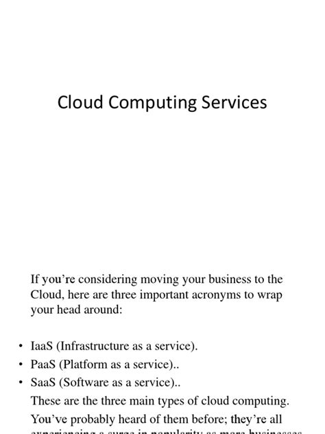 Three Main Cloud Computing Models Saas Paas Iaas Pdf Cloud