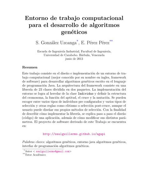 Pdf Entorno De Trabajo Computacional Para El Desarrollo De Algoritmos Genéticos Dokumen Tips